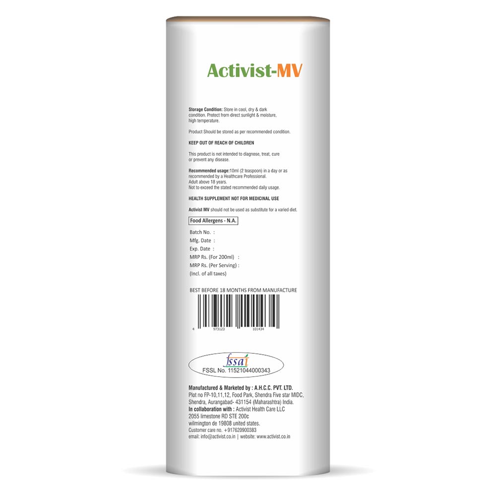 Activist MV Syrup, 200 ml at Best Price in India | Healthkart.com