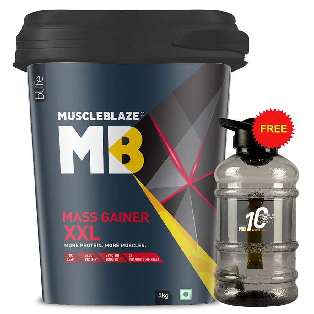 MuscleBlaze Mass Gainer XXL with Carbs & Protein, 11lb /5kg chocolate