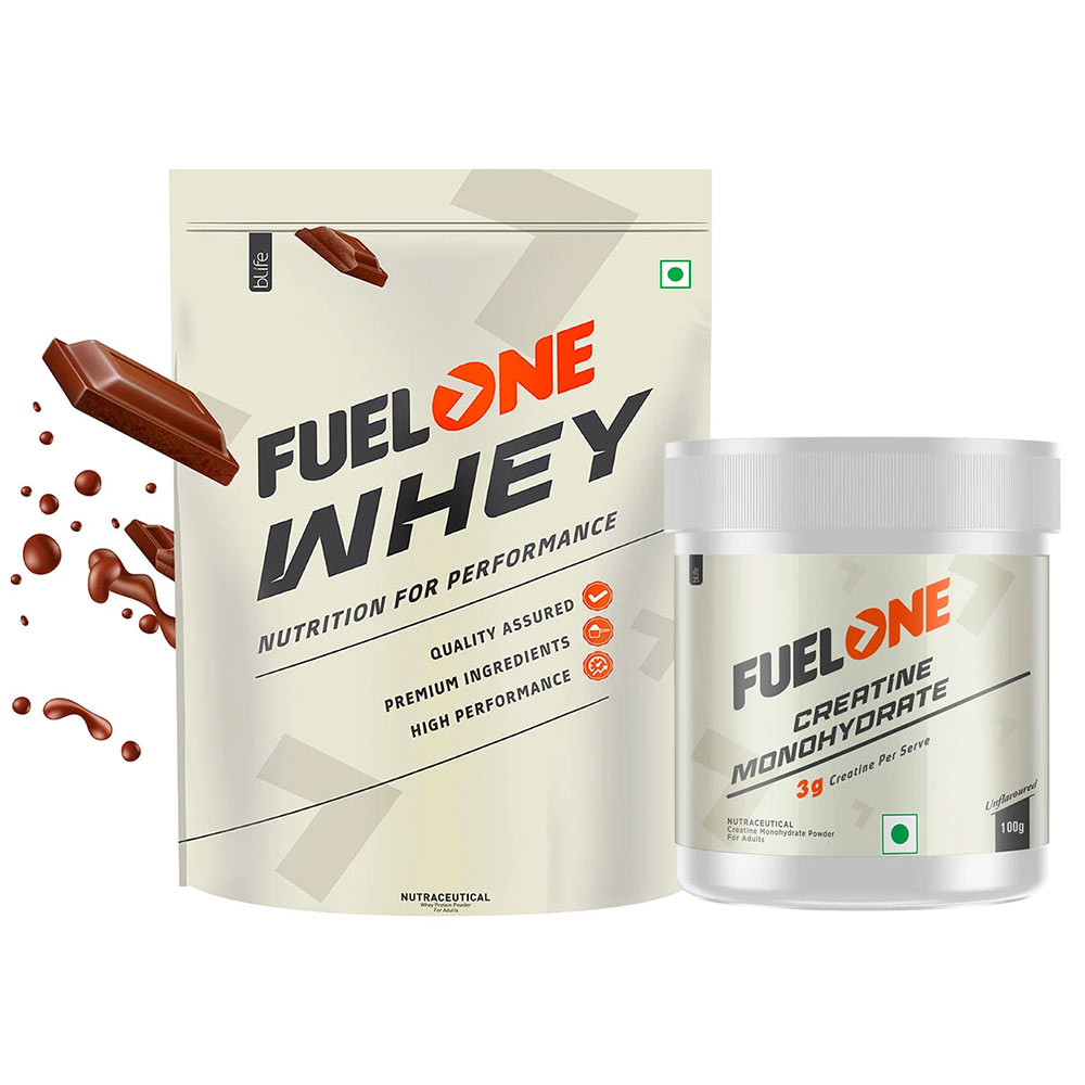 Fuel One Whey Protein 1 kg Chocolate & Creatine Monohydrate Unflavoured ...