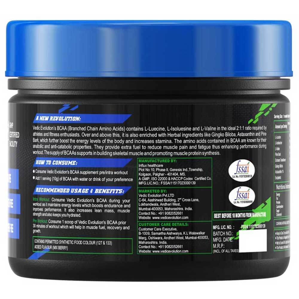 Vedic Evolution BCAA, 0.66 lb 30 Servings Mix Berry Blast at Best Price ...