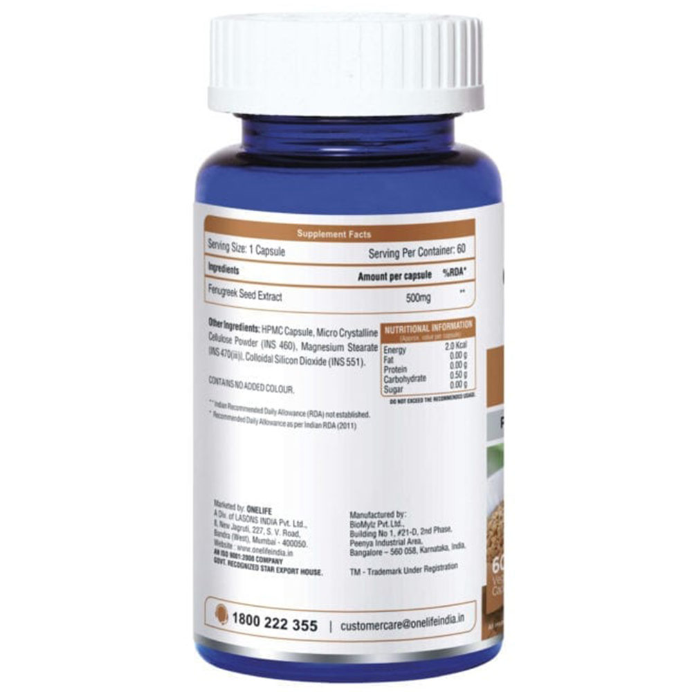 OneLife Fenu Seedex, 60 veggie capsule(s) at Best Price in India ...