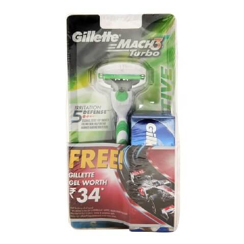 Gillette Mach 3 Sensitive Turbo Razor, Free Tube Shape Shaving at Best ...